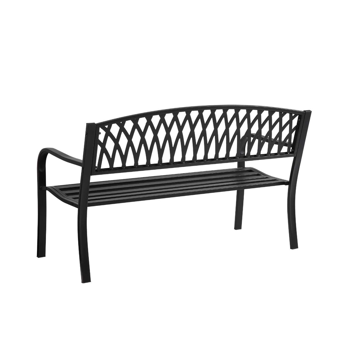 Living Accents Black Cast Iron Grass Back Park Bench 33.46 in. H X 50 ...
