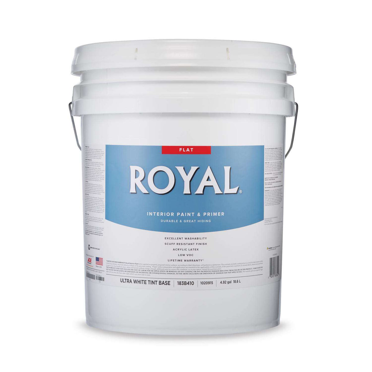 Royal Flat Tint Base Ultra White Base Paint and Primer Interior 5 gal ...