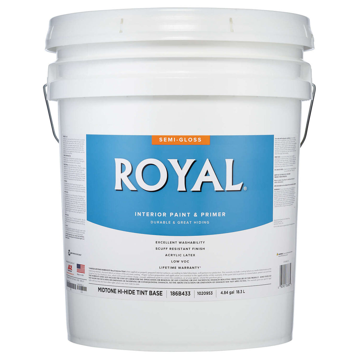 Royal Semi-Gloss Tint Base Mid-Tone Base Paint Interior 5 gal – Hi-Pro ...