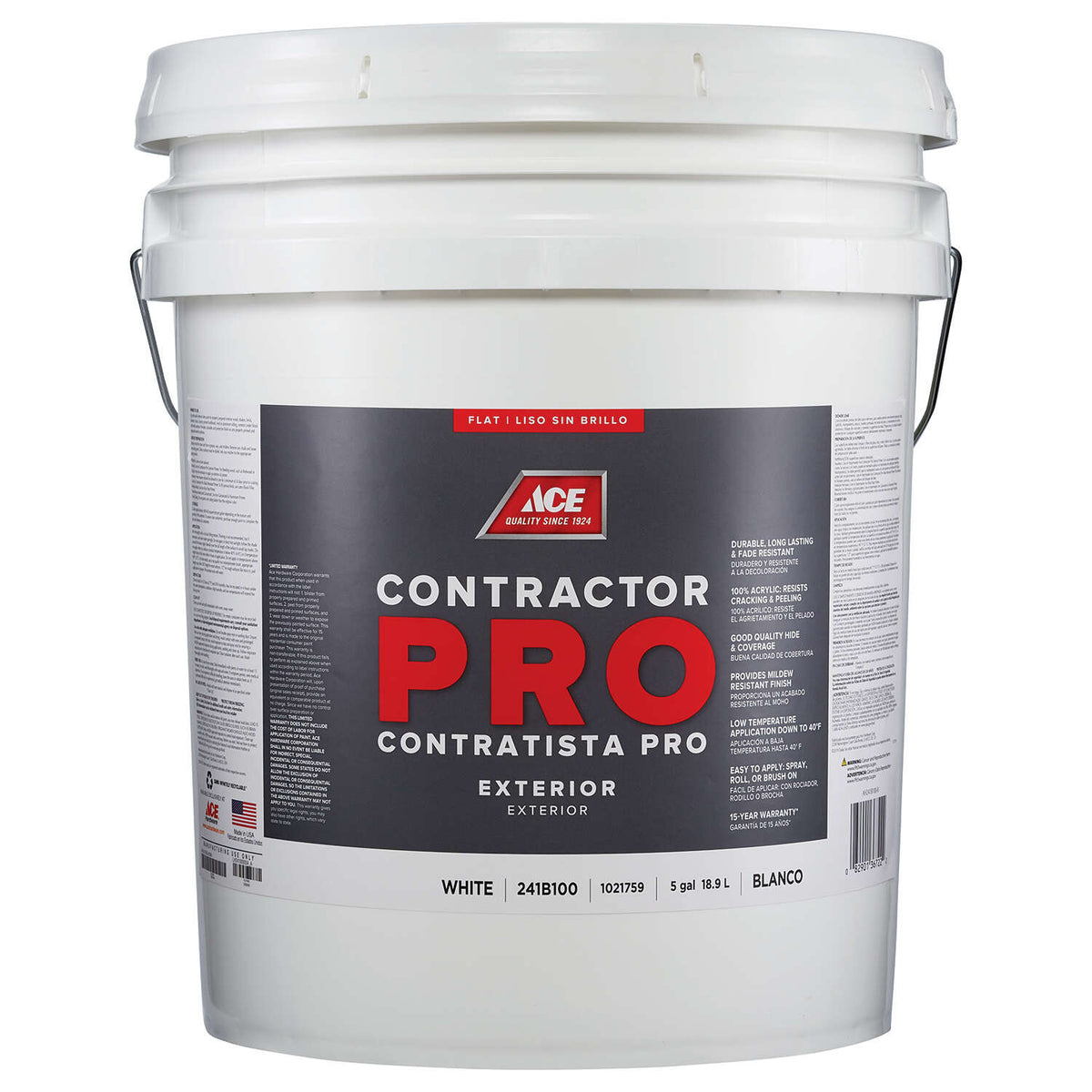 Ace Contractor Pro Flat White Paint Exterior 5 gal – Hi-Pro Ace Supercentre