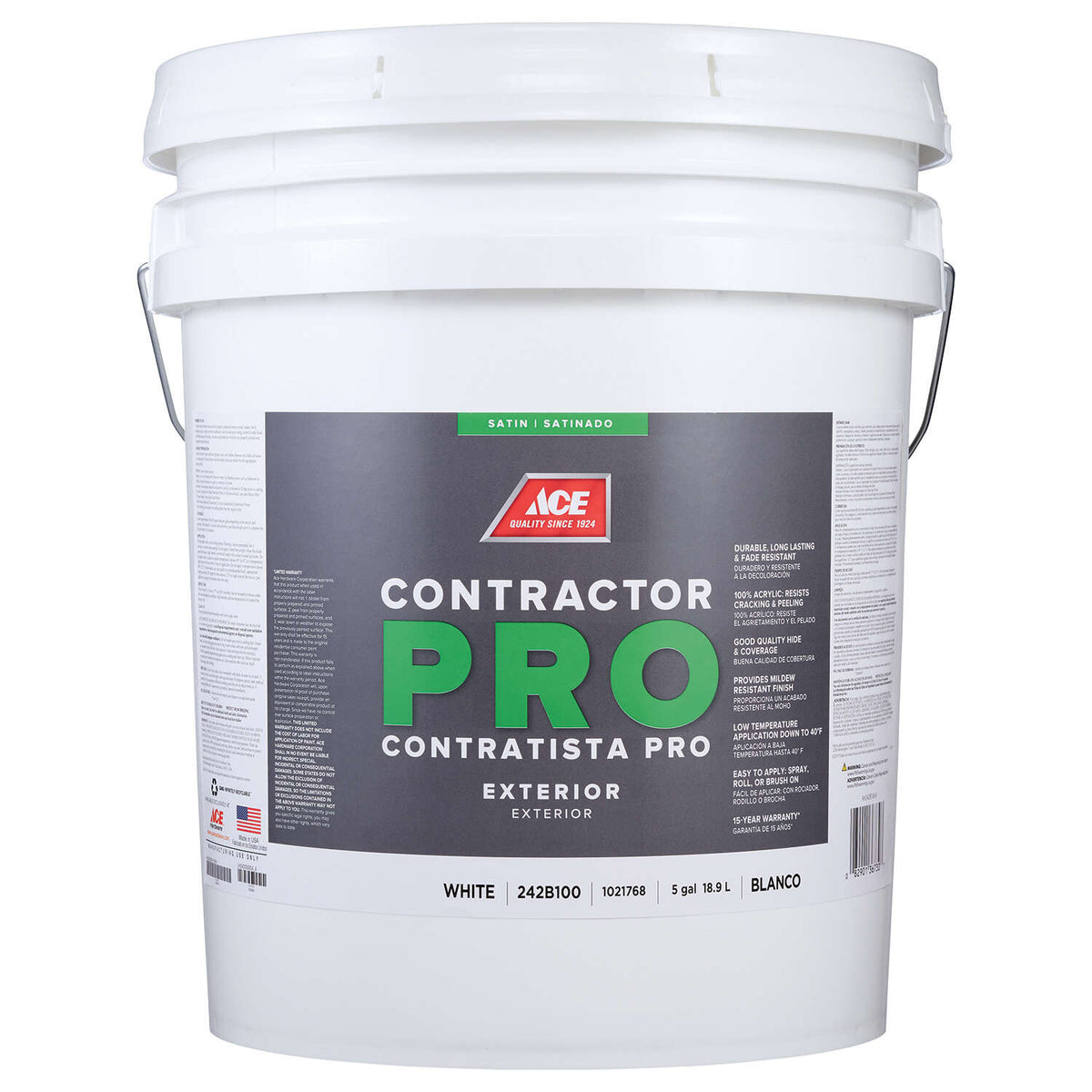 Ace Contractor Pro Satin White Paint Exterior 5 gal – Hi-Pro Ace ...
