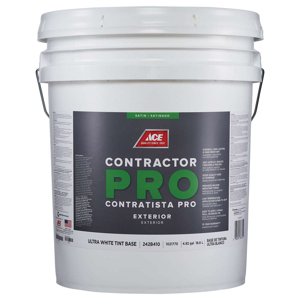 Ace Contractor Pro Satin Tint Base Ultra White Base Paint Exterior 5 g ...