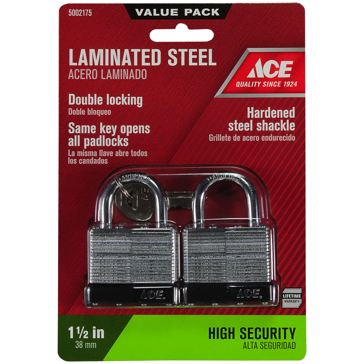 Ace 1-5/16 in. H X 1-1/2 in. W X 7/8 in. L Steel Double Locking Padloc ...