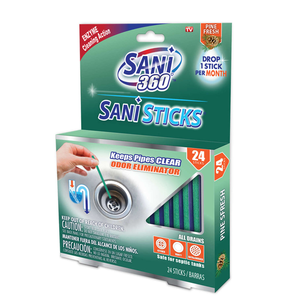 Sani Sticks Sani 360 Pine Scent Organic Deodorizing Multi-Purpose Clea ...