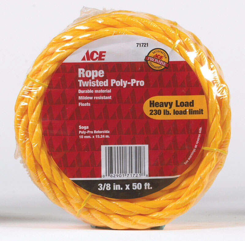 Ace 3/8 in. D X 50 ft. L Yellow Twisted Poly Rope – Hi-Pro Ace Supercentre