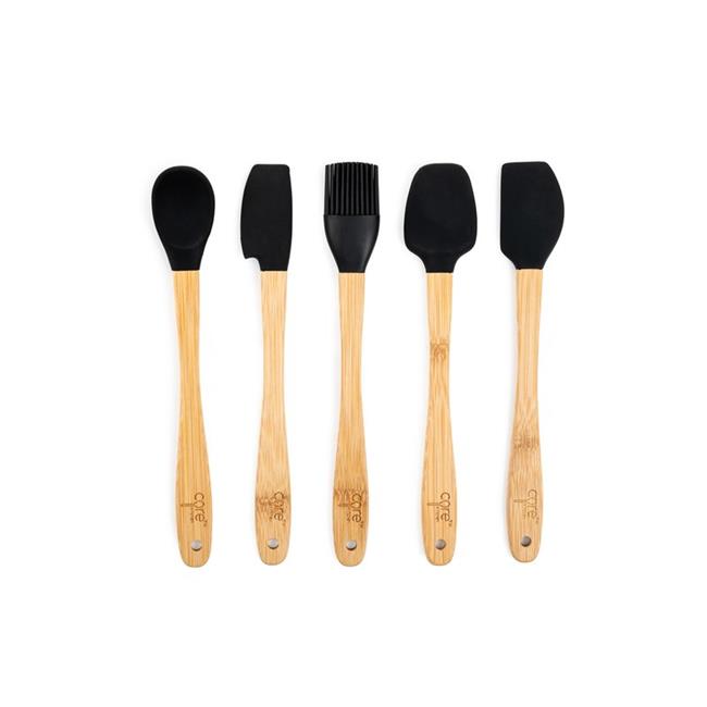 Core Kitchen Beige & Onyx Bamboo & Silicone Mini Utensil Set – Hi-Pro ...